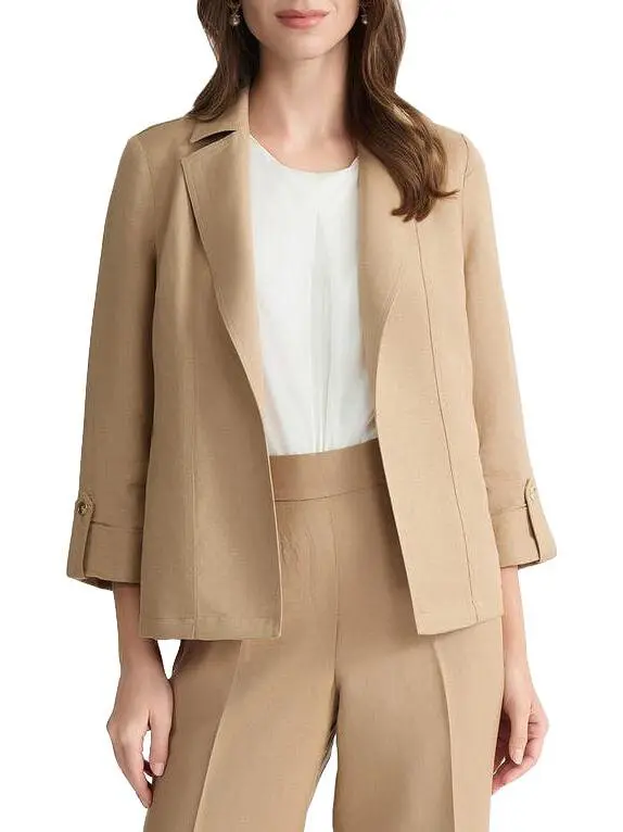 KASPER Seamed Open Front Jacket - Toasted Wheat