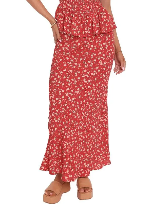 PETAL & PUP Floral Print Maxi Skirt - Red Floral