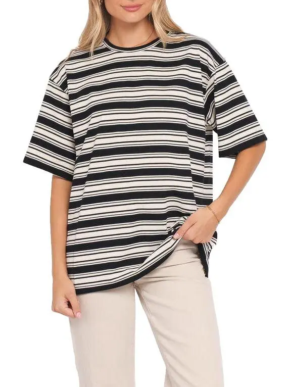PETAL & PUP Zestora Stripe T-shirt - Black Ivory Stripe