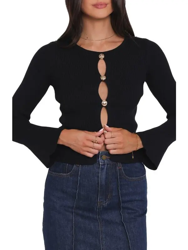 PETAL & PUP Rosienna Cutout Rib Top - Black