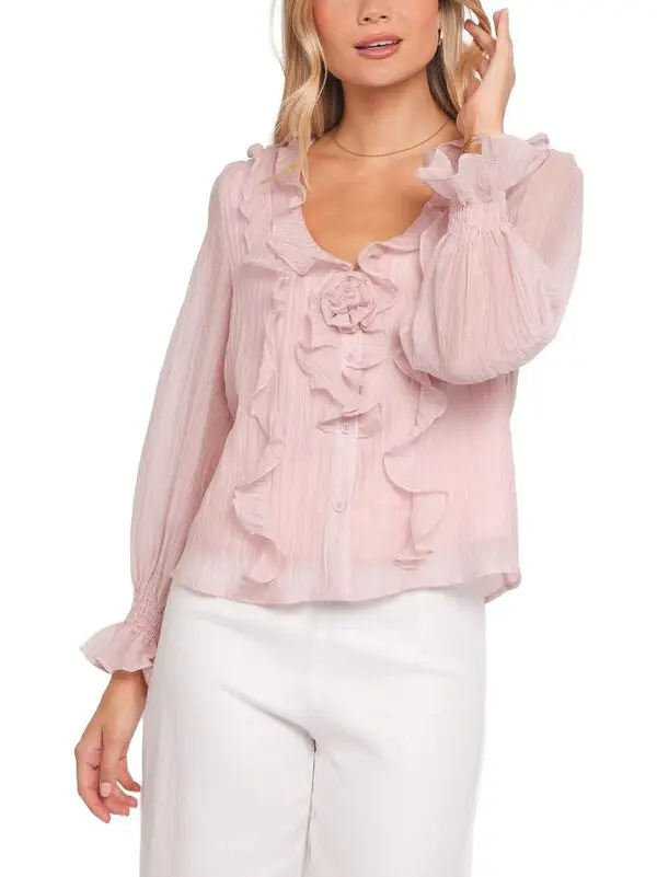 PETAL & PUP Lennon Ruffle Top - Blush