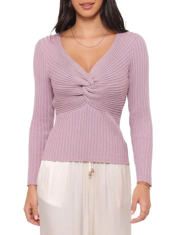 PETAL & PUP Demi Twist Rib Sweater - Lavender