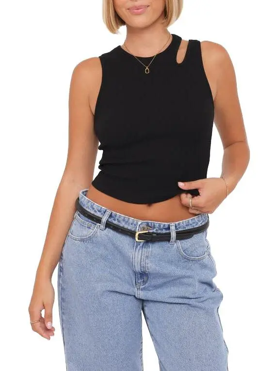 PETAL & PUP Elira Cutout Crop Tank - Black