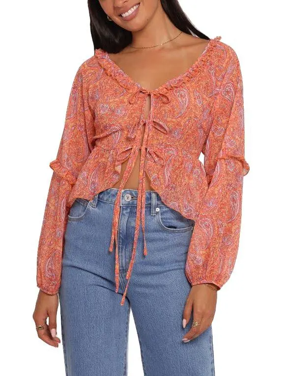PETAL & PUP Paisley Print Tie-front Shirt - Orange Paisley