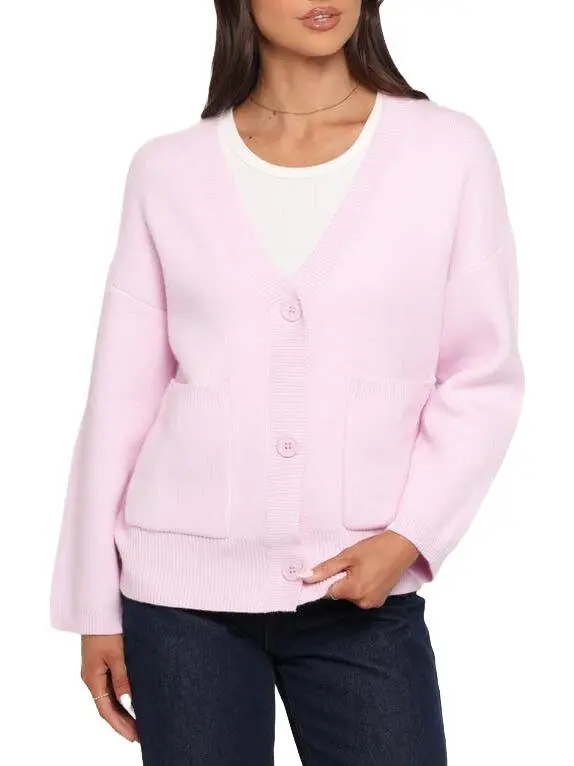 PETAL & PUP Relaxed-fit Patch Pocket Cardigan - Pale Pink