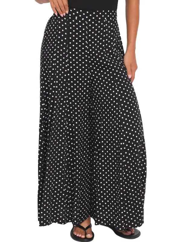 PETAL & PUP Polka Dot Wide Leg Pant - Black Polka Dot