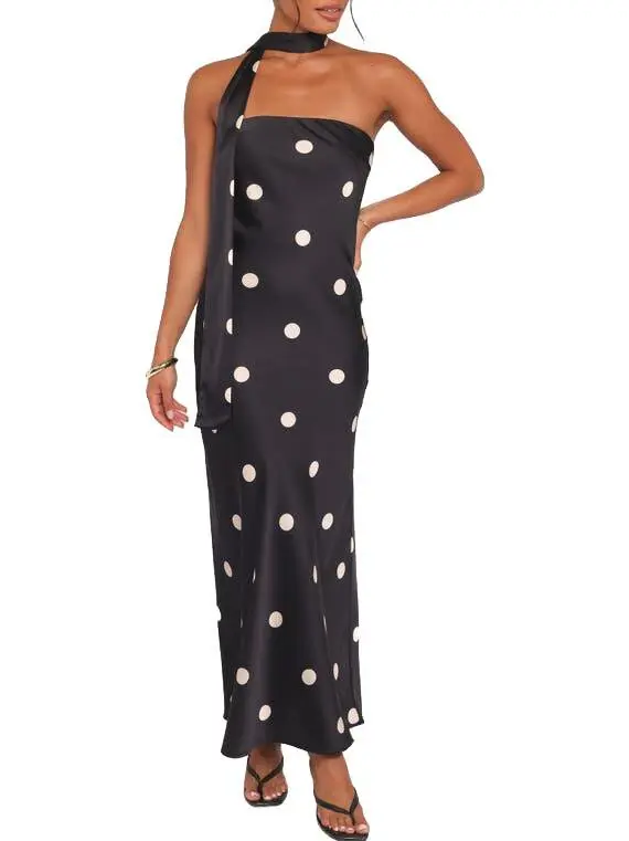 PETAL & PUP Jutta Strapless Dress & Scarf Set - Black Polka Dot