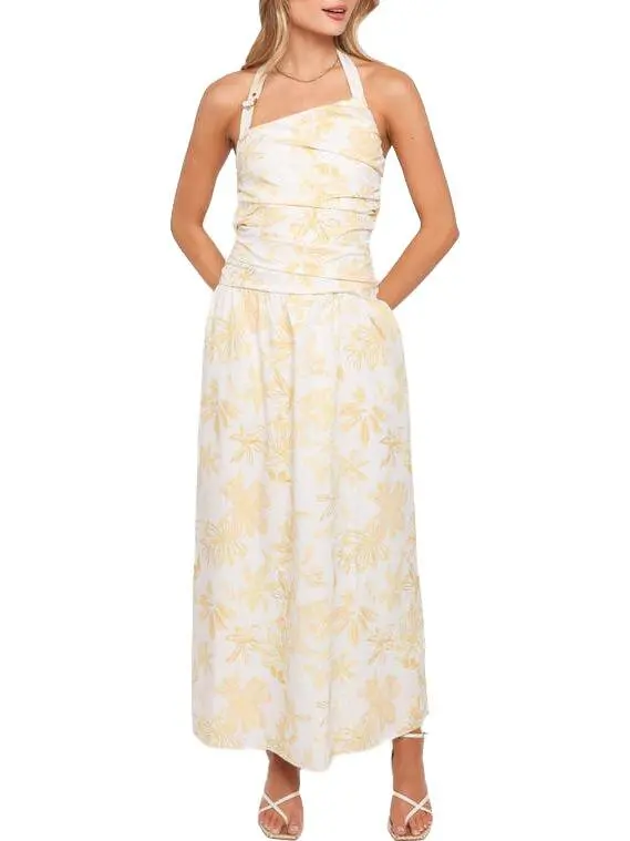 PETAL & PUP Floral Print Halter Maxi Dress - Yellow Floral