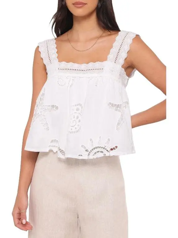PETAL & PUP Aideen Sleeveless Eyelet Top - White Shell