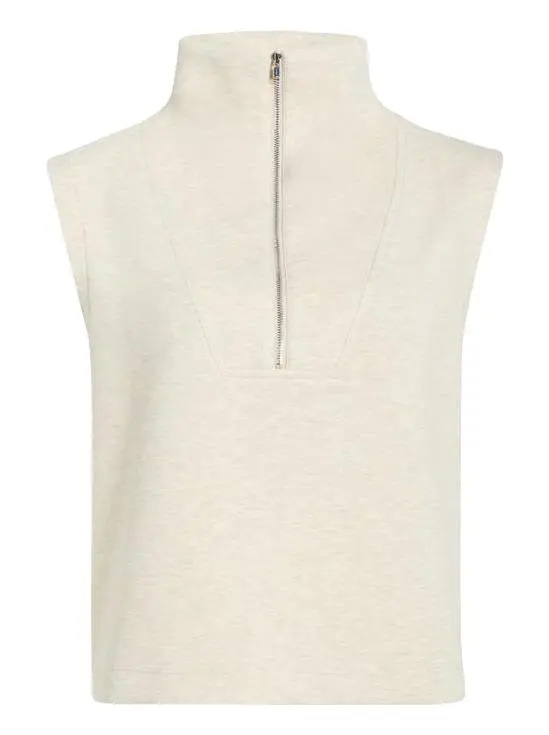 MPG Sleeveless Half-zip Top - Heather Brown Rice