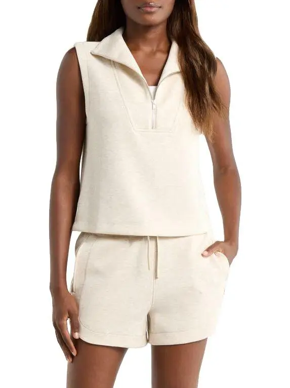 MPG Sleeveless Half-zip Top - Heather Brown Rice
