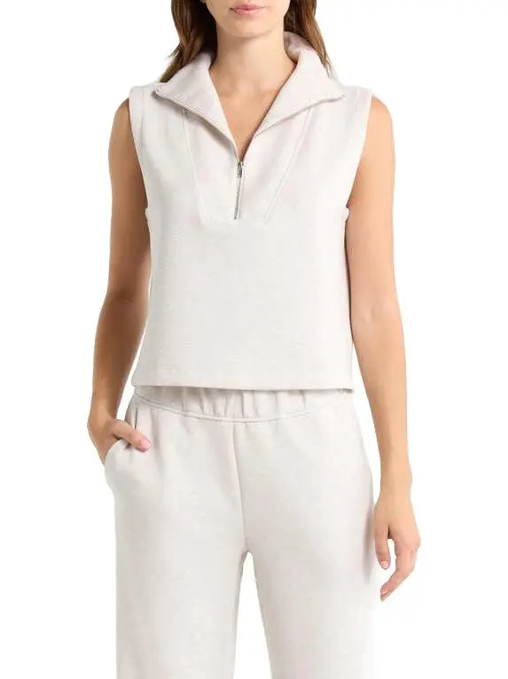 MPG Sleeveless Half-zip Top - Htr Moonbeam
