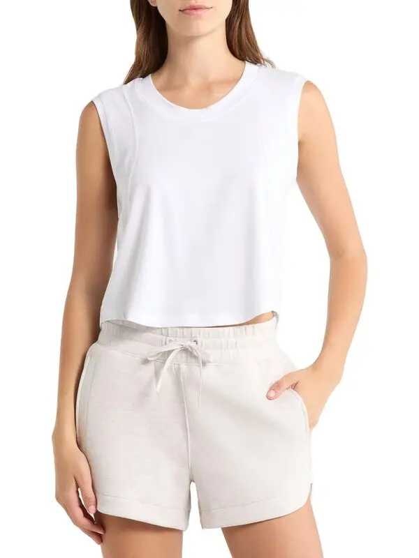 MPG Pima Cotton Crop Tank - Brilliant White