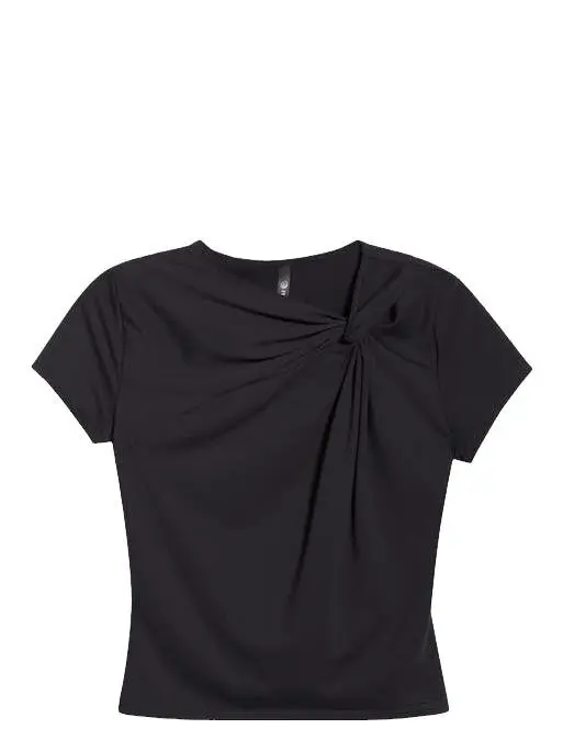 MPG Asymmetric Twist Neck Crop T-shirt - Black