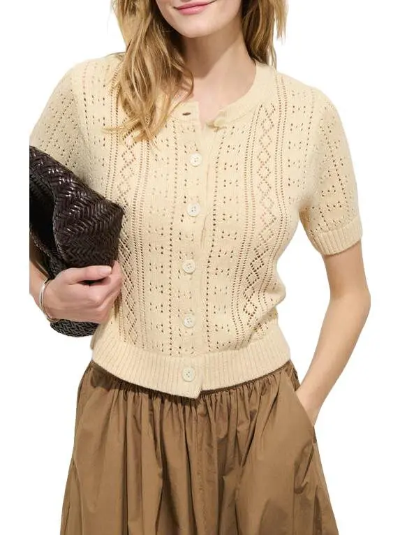 ALEX MILL Elle Pointelle Cardigan - Cream
