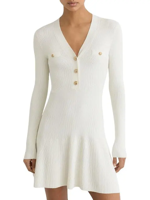 REISS Lavelle Knit Mini Dress - Ivory