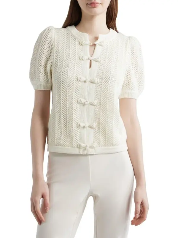 Elie Tahari Billie Bow Cardigan - Sky White