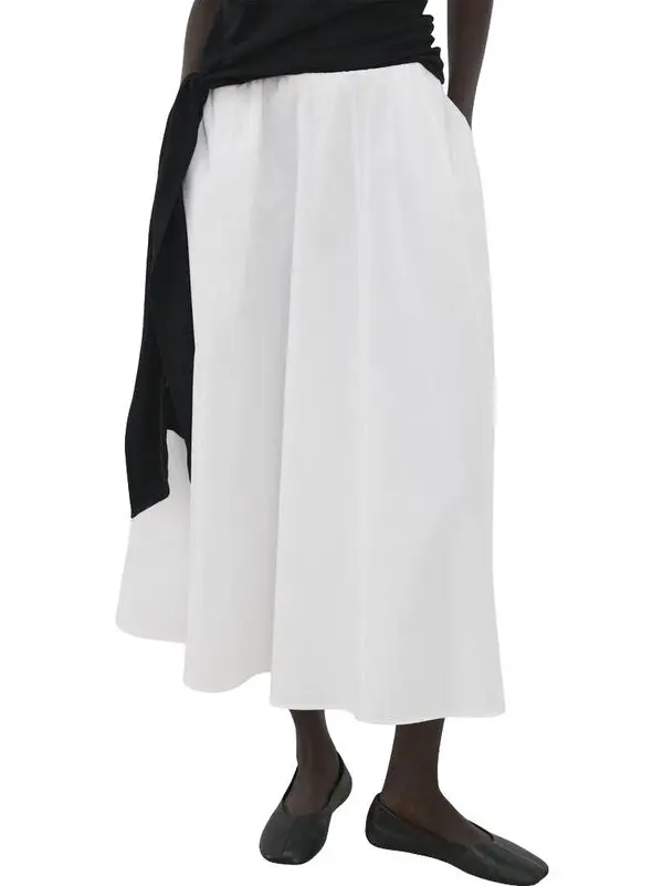 Mango Cotton A-line Midi Skirt - White