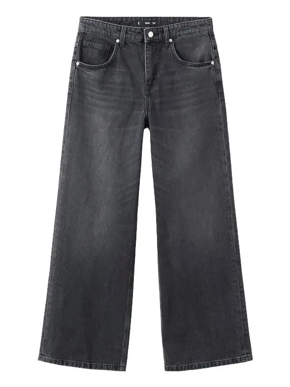 Mango Low Rise Wide Leg Jeans - Black Denim
