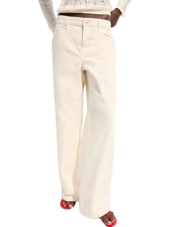 Mango Low Rise Wide Leg Jeans - Vanilla