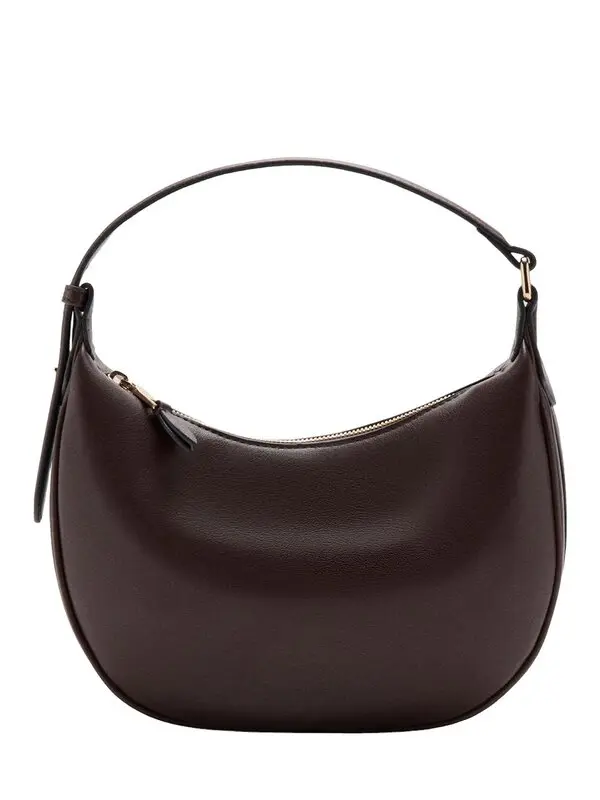 Mango Oval Faux Leather Shoulder Bag - Chocolate