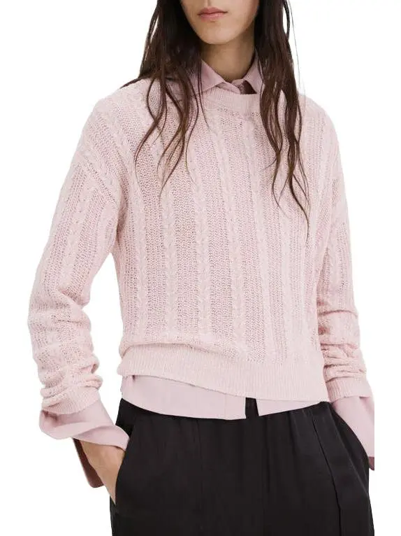 Mango Lace Pattern Relaxed Sweater - Light/pastel Pink