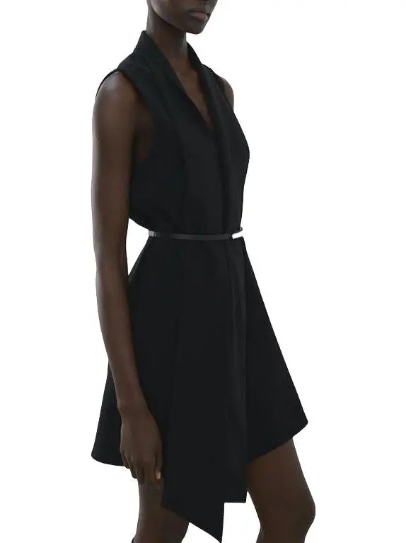Mango Scarf Neck Belted Minidress - Black