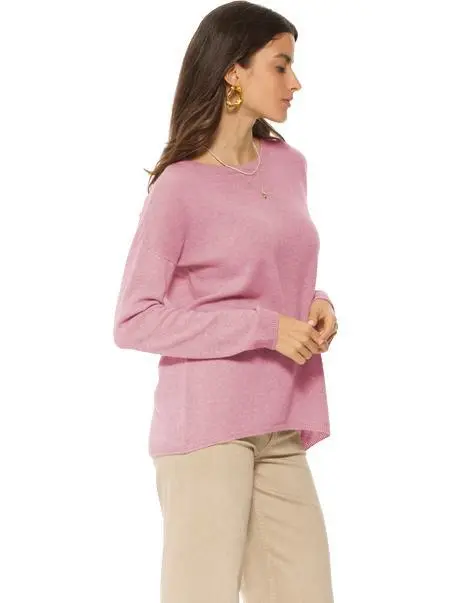 MONTICELLI CASHMERE Lightweight Oversized Cashmere Boatneck Sweater - Baby Pink
