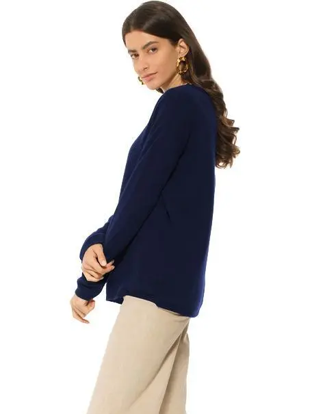 MONTICELLI CASHMERE Lightweight Oversized Cashmere Boatneck Sweater - Blue