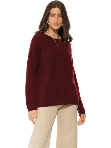 MONTICELLI CASHMERE Lightweight Oversized Cashmere Boatneck Sweater - Bordeaux