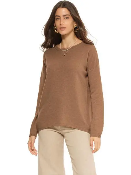 MONTICELLI CASHMERE Lightweight Oversized Cashmere Boatneck Sweater - Brown