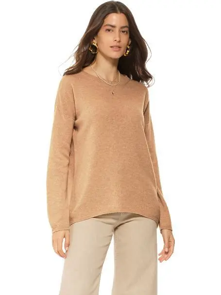 MONTICELLI CASHMERE Lightweight Oversized Cashmere Boatneck Sweater - Camel