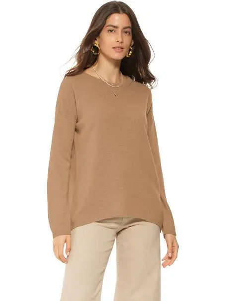 MONTICELLI CASHMERE Lightweight Oversized Cashmere Boatneck Sweater - Camel