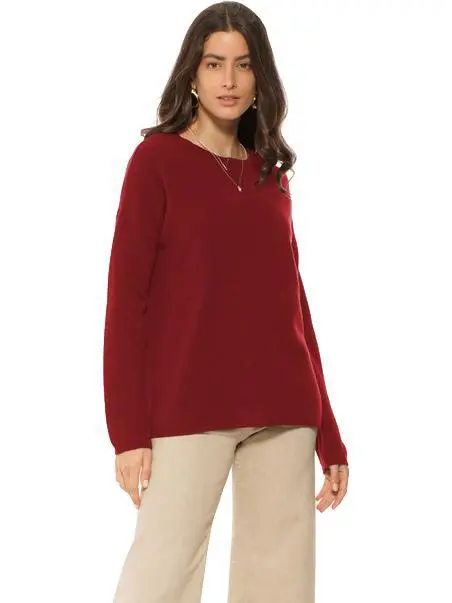 MONTICELLI CASHMERE Lightweight Oversized Cashmere Boatneck Sweater - Chianti