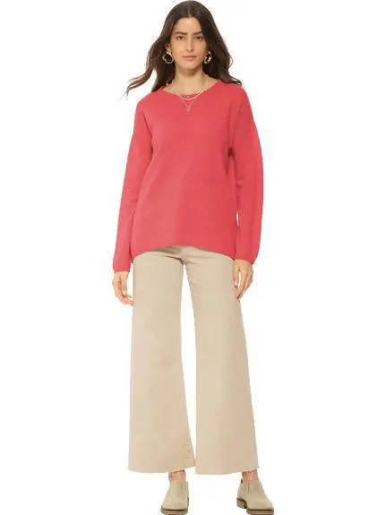 MONTICELLI CASHMERE Lightweight Oversized Cashmere Boatneck Sweater - Coral Red