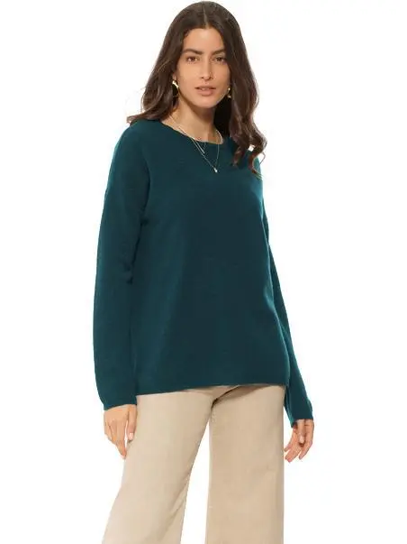 MONTICELLI CASHMERE Lightweight Oversized Cashmere Boatneck Sweater - Forest Green