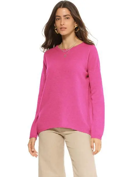 MONTICELLI CASHMERE Lightweight Oversized Cashmere Boatneck Sweater - Fuchsia