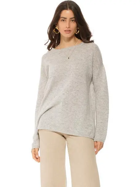 MONTICELLI CASHMERE Lightweight Oversized Cashmere Boatneck Sweater - Light Grey