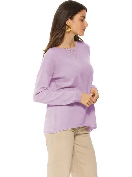 MONTICELLI CASHMERE Lightweight Oversized Cashmere Boatneck Sweater - Lilac