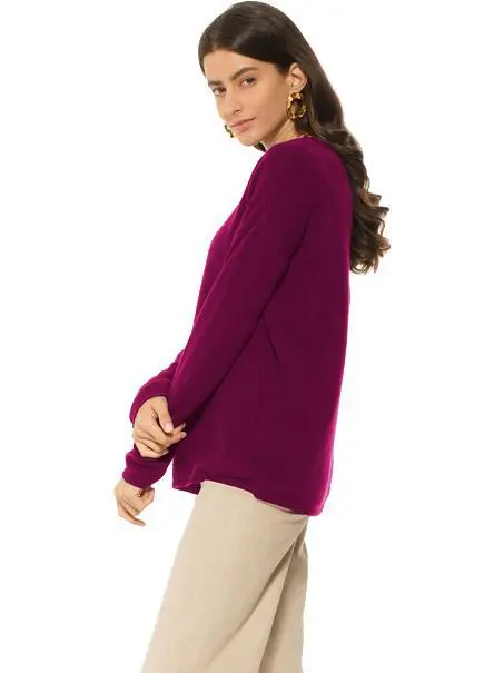 MONTICELLI CASHMERE Lightweight Oversized Cashmere Boatneck Sweater - Magenta