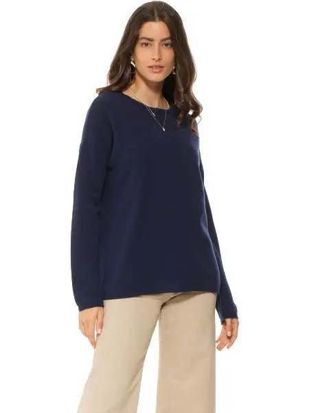 MONTICELLI CASHMERE Lightweight Oversized Cashmere Boatneck Sweater - Night Blue