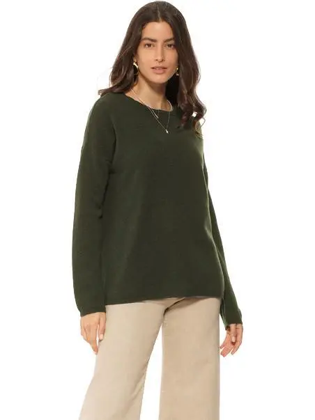 MONTICELLI CASHMERE Lightweight Oversized Cashmere Boatneck Sweater - Olive Green