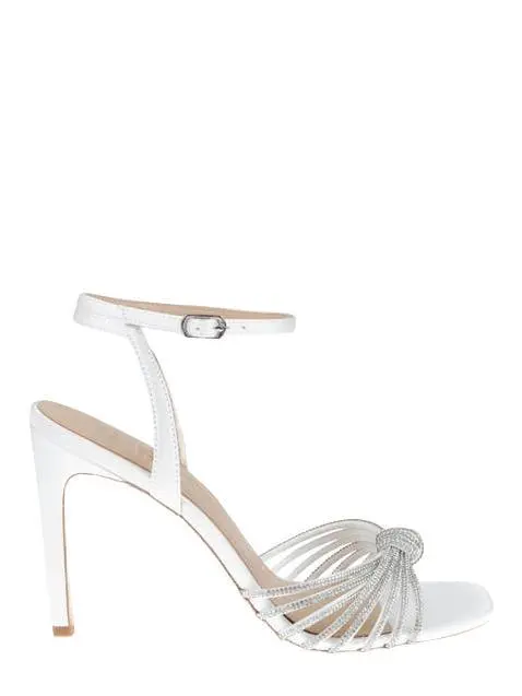 HARLO AUSTRALIA Giselle Satin Stiletto Sandals - Soft White Satin