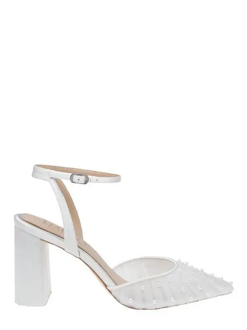 HARLO AUSTRALIA Elle Tulle Bridal Block Heel - Soft White Satin
