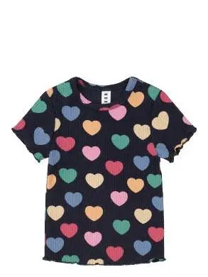HUXBABY Multi Hearts Ribbed T-shirt - Navy Multi