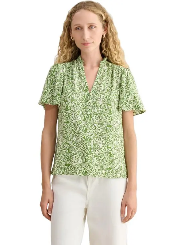 HOBBS LONDON Tania Printed Blouse - Green Ivory