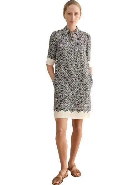 HOBBS LONDON Printed 3/4 Sleeve Mini Shirt Dress - Navy Cream