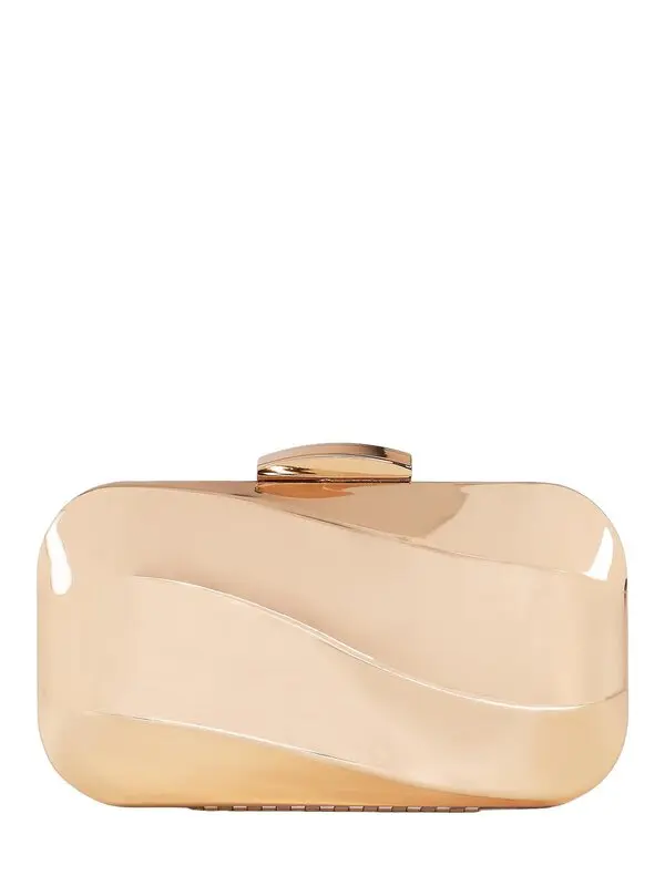 Badgley Mischka Aven Metal Wave Minaudiere - Gold