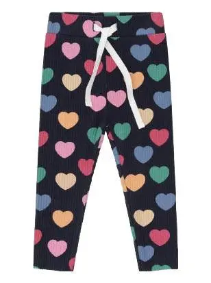 HUXBABY Multi Hearts Rib Legging - Navy Multi