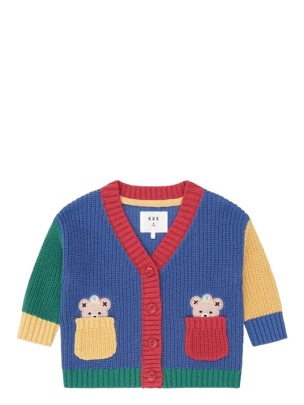 HUXBABY Colour Block Varsity Cardigan - Blue Multi
